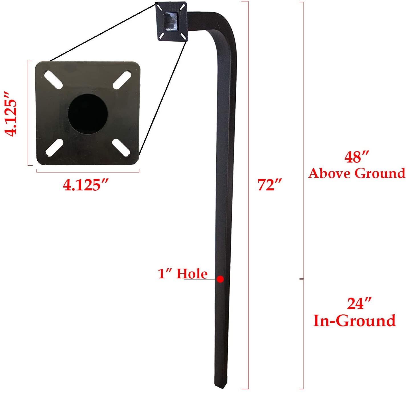 EG092 Gate Pedestal | Heavy-Duty 72” Gooseneck