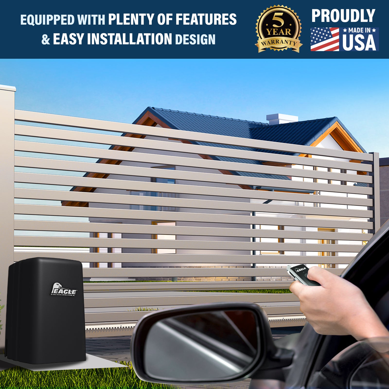 Home Slide Gate Opener Eagle 1000 FSC 1/2 HP Sliding Gate Motor Operat